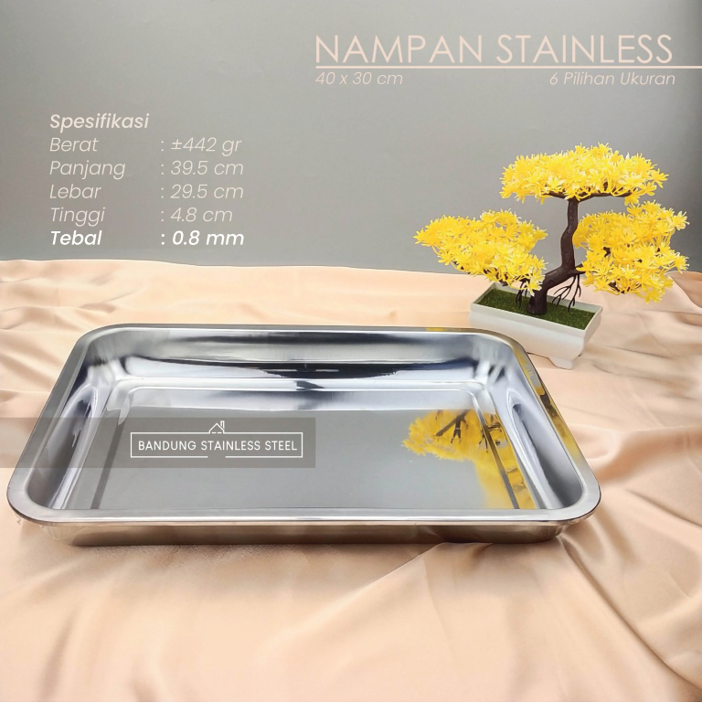 Jual Nampan baki stainless steel tebal 40x30x4.8cm kuat food tray ...