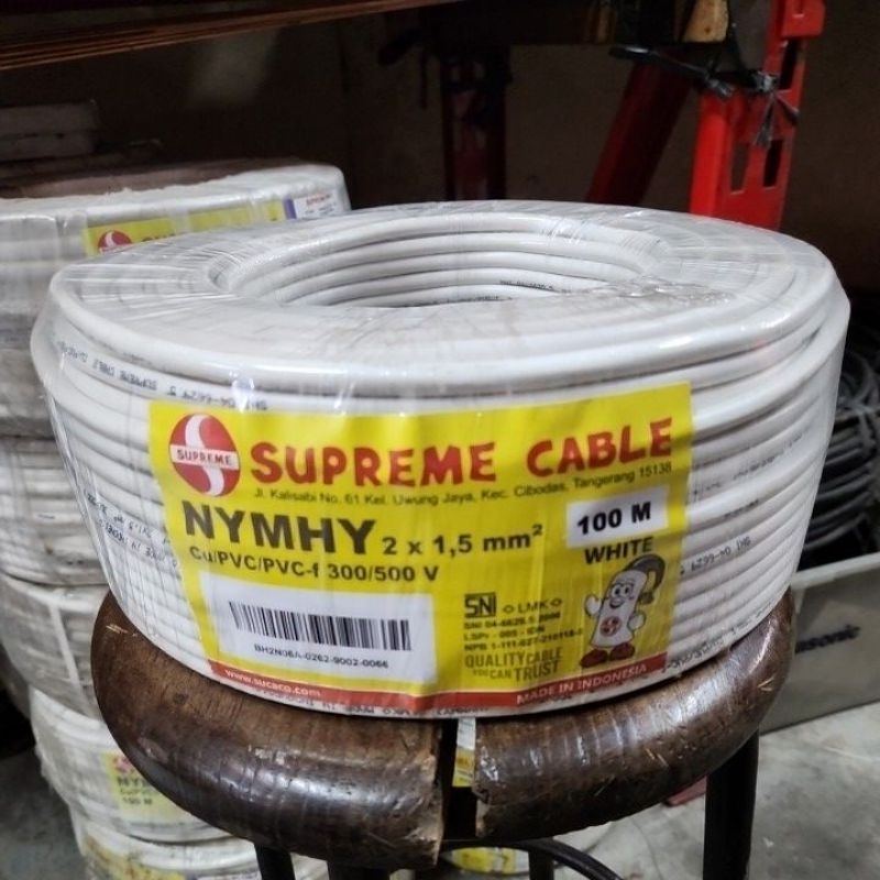 Jual Supreme Kabel Listrik Serabut NYMHY 2x1,5 @100m (Hitam / Putih) | Shopee Indonesia