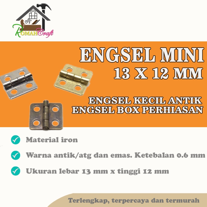 Jual Engsel Mini 13x12 mm/ engsel kecil antik / engsel box perhiasan A ...