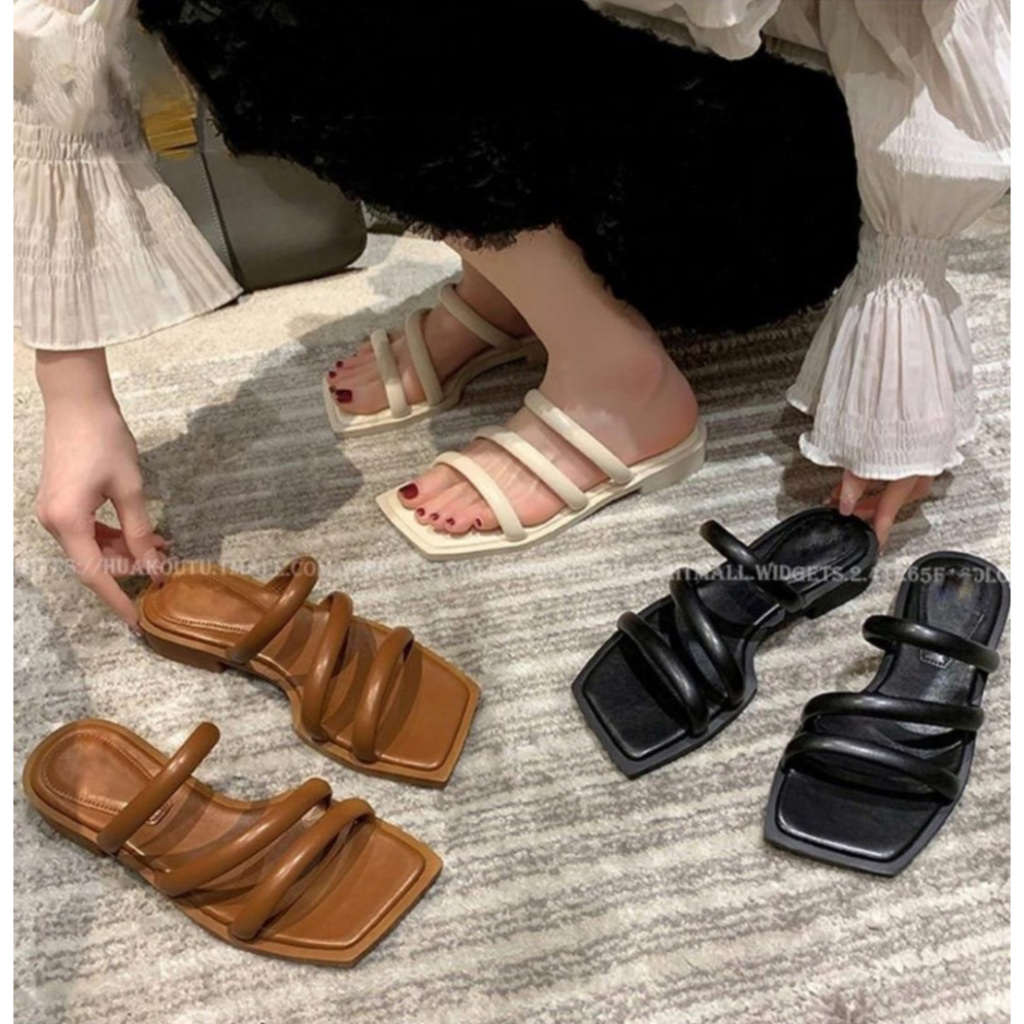 Jual Sandal teplek wanita, flat sandal simple terbuka ( 4-4305/4306/4307 ) | Shopee Indonesia
