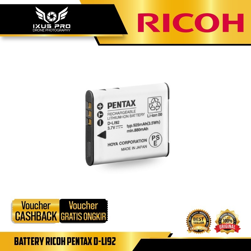 Jual Ricoh D-LI92 Rechargeable Battery Ricoh Pentax D-LI92 LI 92 ...