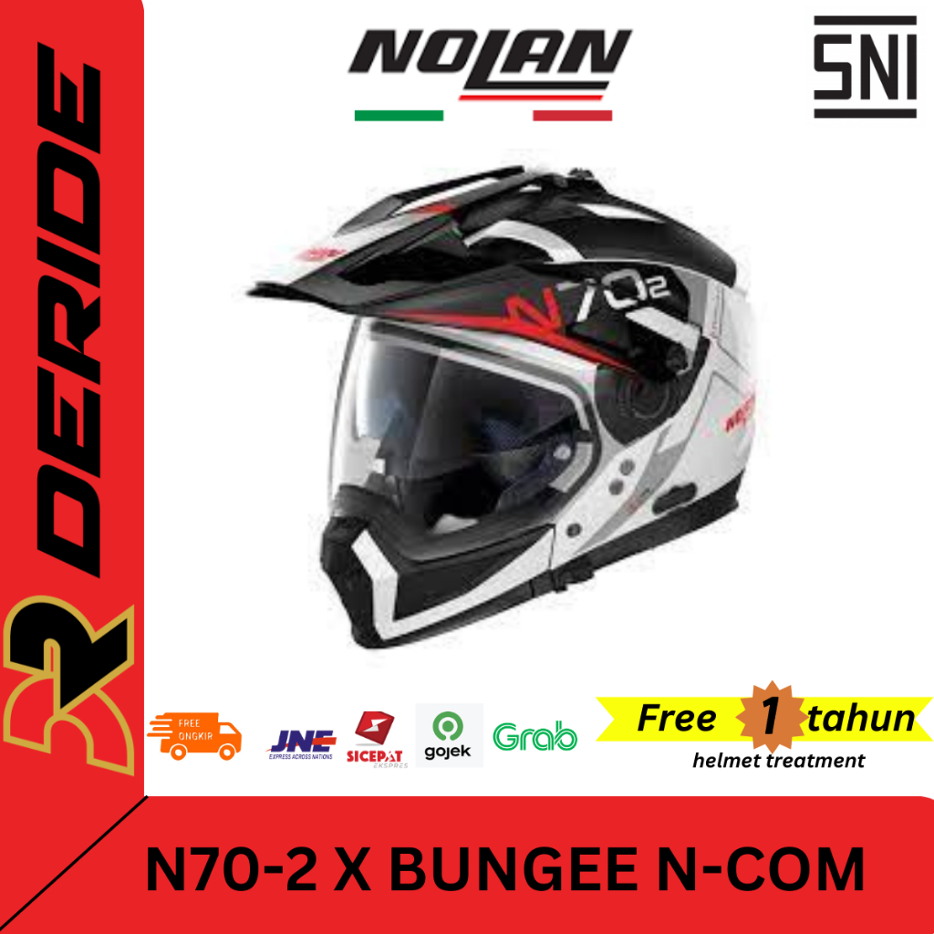 Jual HELM NOLAN N70-2 X BUNGEE N-COM 039 FULL FACE CROSS OVER MODULAR SNI | Shopee Indonesia
