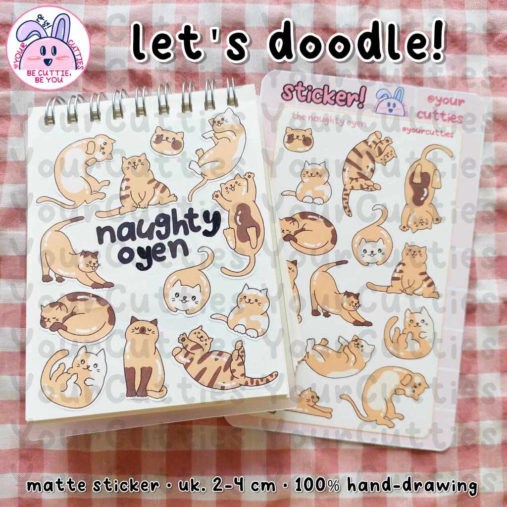 Jual [SHEET] STIKER KUCING OREN THE NAUGHTY OYEN DOODLE JURNAL BUJO ...