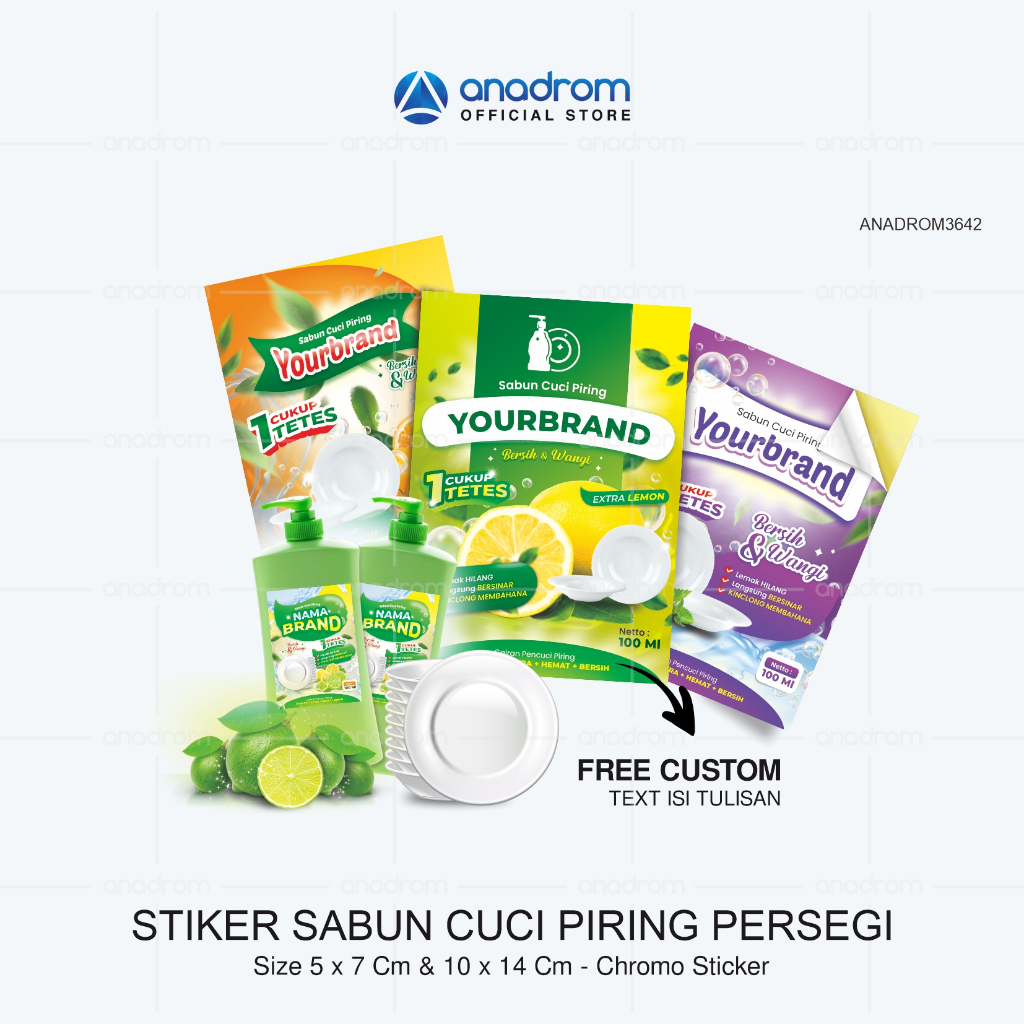 Jual [1 Pack] Stiker Kemasan Sabun Cuci Piring Persegi l | Sticker ...
