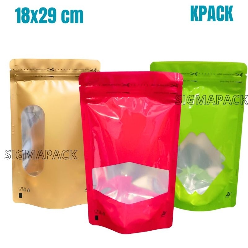 Jual KEMASAN STANDING POUCH WINDOW 18X29 CM KPACK | Shopee Indonesia