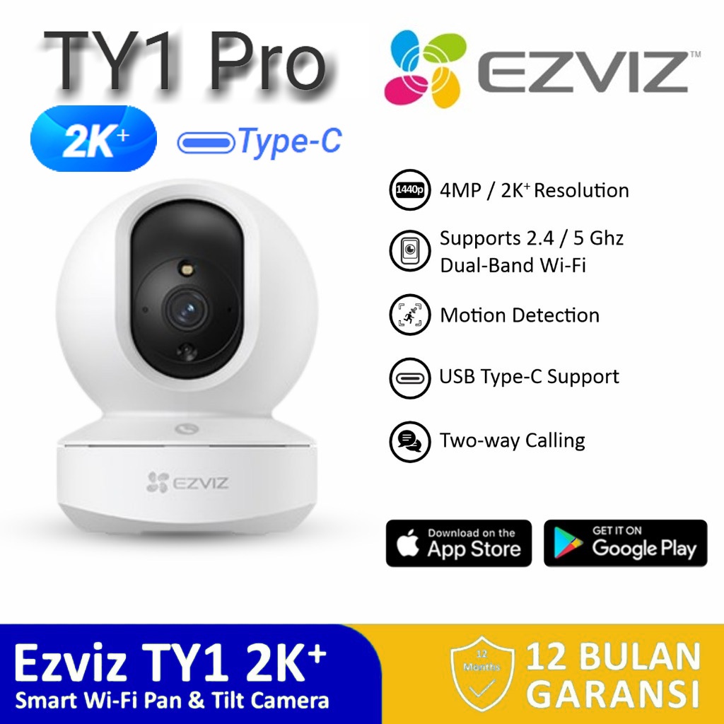 Jual EZVIZ TY1 PRO 4MP 2K+ Pan-Tilt 2WAY AUDIO Smart Color Night Vision ...