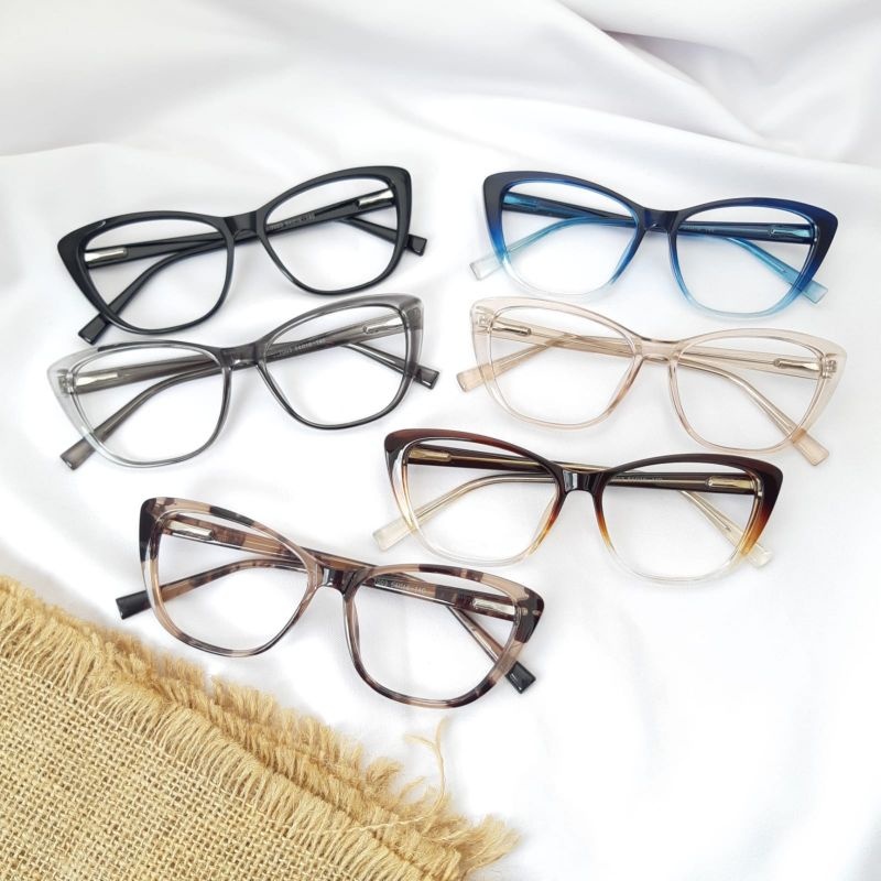 Jual FRAME KACAMATA WANITA CAT EYE RIKU 7003 GRATIS LENSA ANTI RADIASI ...