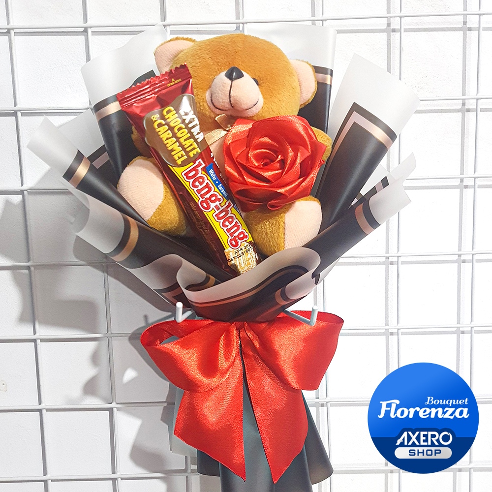 Jual Buket Boneka + Satin rose / Buket snack / Bouquet Anniversary ...