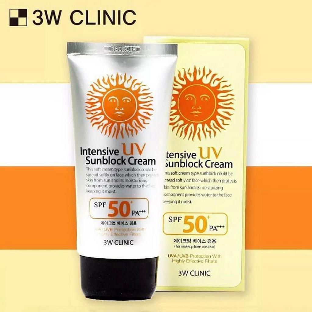 Jual 3W Clinic Sunscreen Cream UV Intensive Sunblock Cream Spf 50+ Pa+++ 70ml | Shopee Indonesia