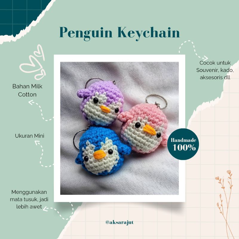 Jual PENGUIN KEYCHAIN/ GANTUNGAN PENGUIN RAJUT | Shopee Indonesia
