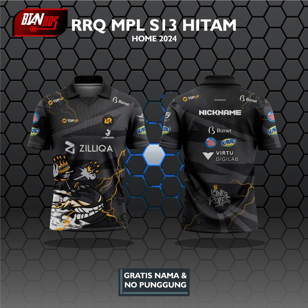 Jual JERSEY GAME RRQ MPL SEASON 13 HOME HITAM 2024 FULL PRINTING ...