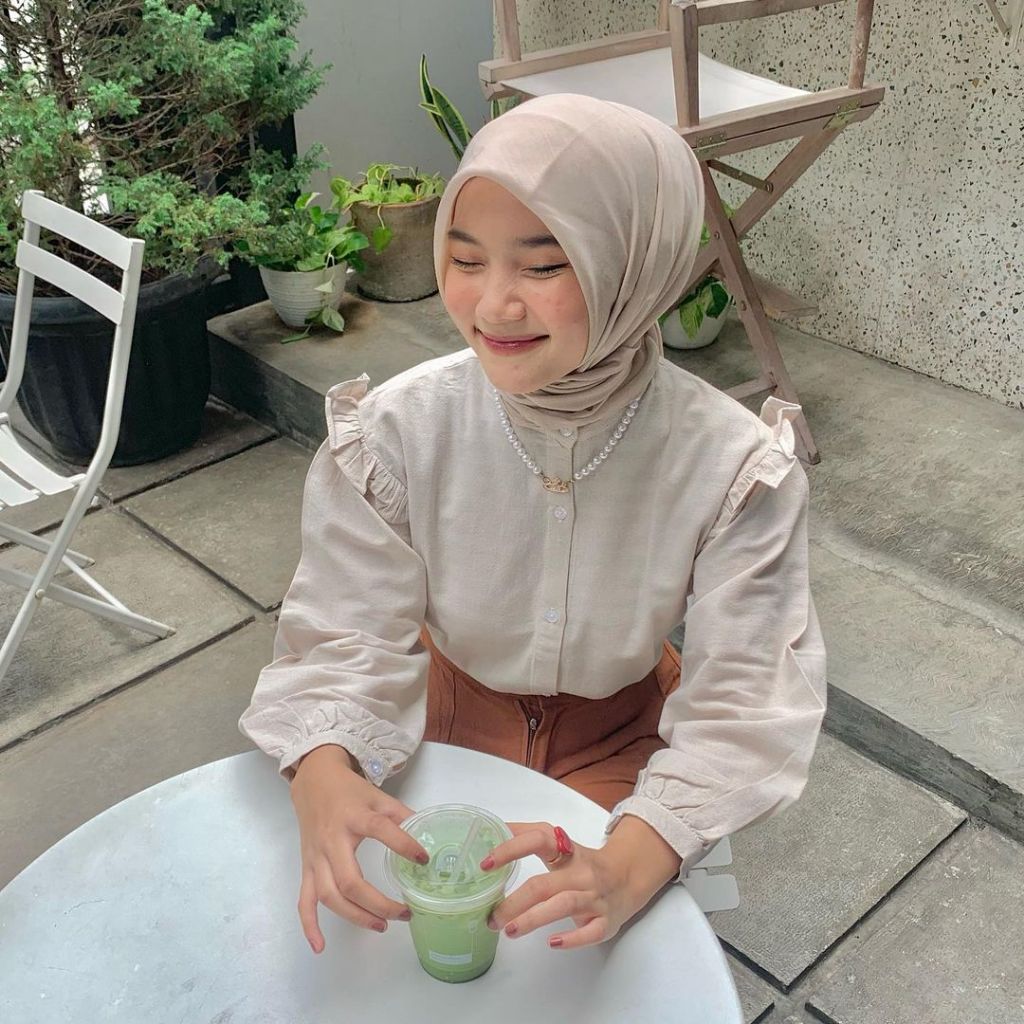 Jual Yurim Blouse Ruffle - Atasan Wanita - Kemeja Linen Basic Lengan ...