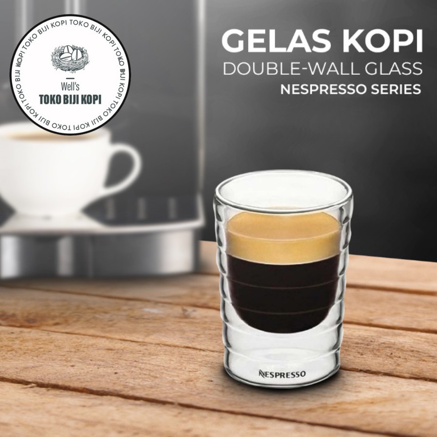 Jual GELAS CANGKIR KACA KOPI DOUBLE WALL GLASS NESPRESSO 85 ML | Shopee Indonesia