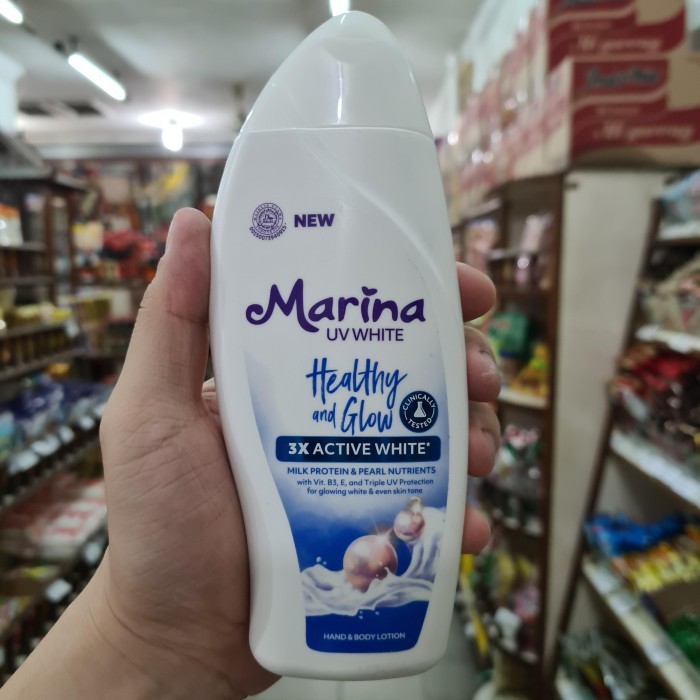 Jual MARINA UV WHITE HEALTHY AND GLOW HAND BODY LOTION 185 ml | Shopee ...