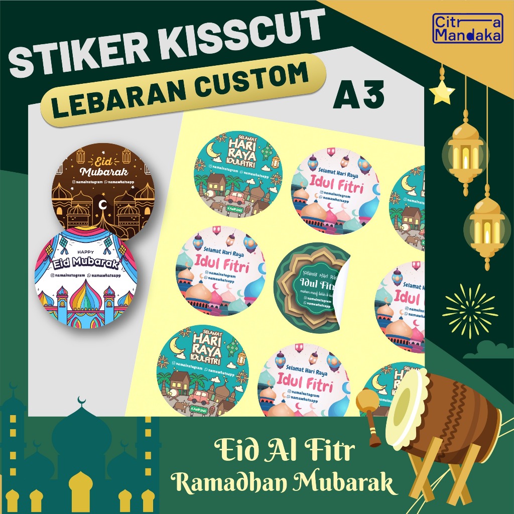 Jual Cetak Stiker Label Lebaran Idul Fitri Custom A3 Free Design ...