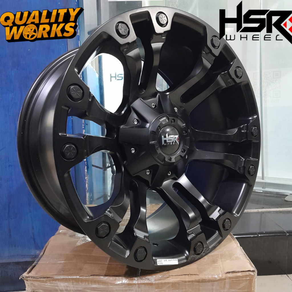Jual Velg racing Pajero ring 18 pelek HSR LUMBIS R18 warna Black dop ...