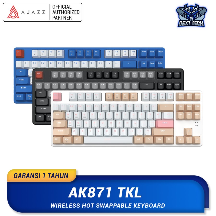 Jual Ajazz AK871 TKL Wireless Dual Mode Gasket Hotswap Mechanical ...
