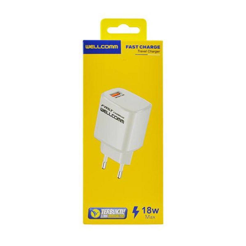 Jual Single USB Charger 3A Fast Charge 18W Wellcomm + Kabel Type-C ...