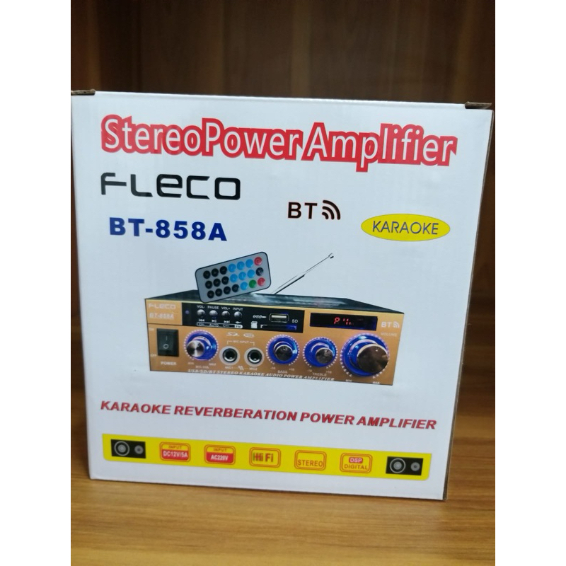 Jual BT 858A Amplifier Fleco BT 858A Ac dan DC - Ampli Bluetooth -2 Slot karaoke fm | Shopee ...