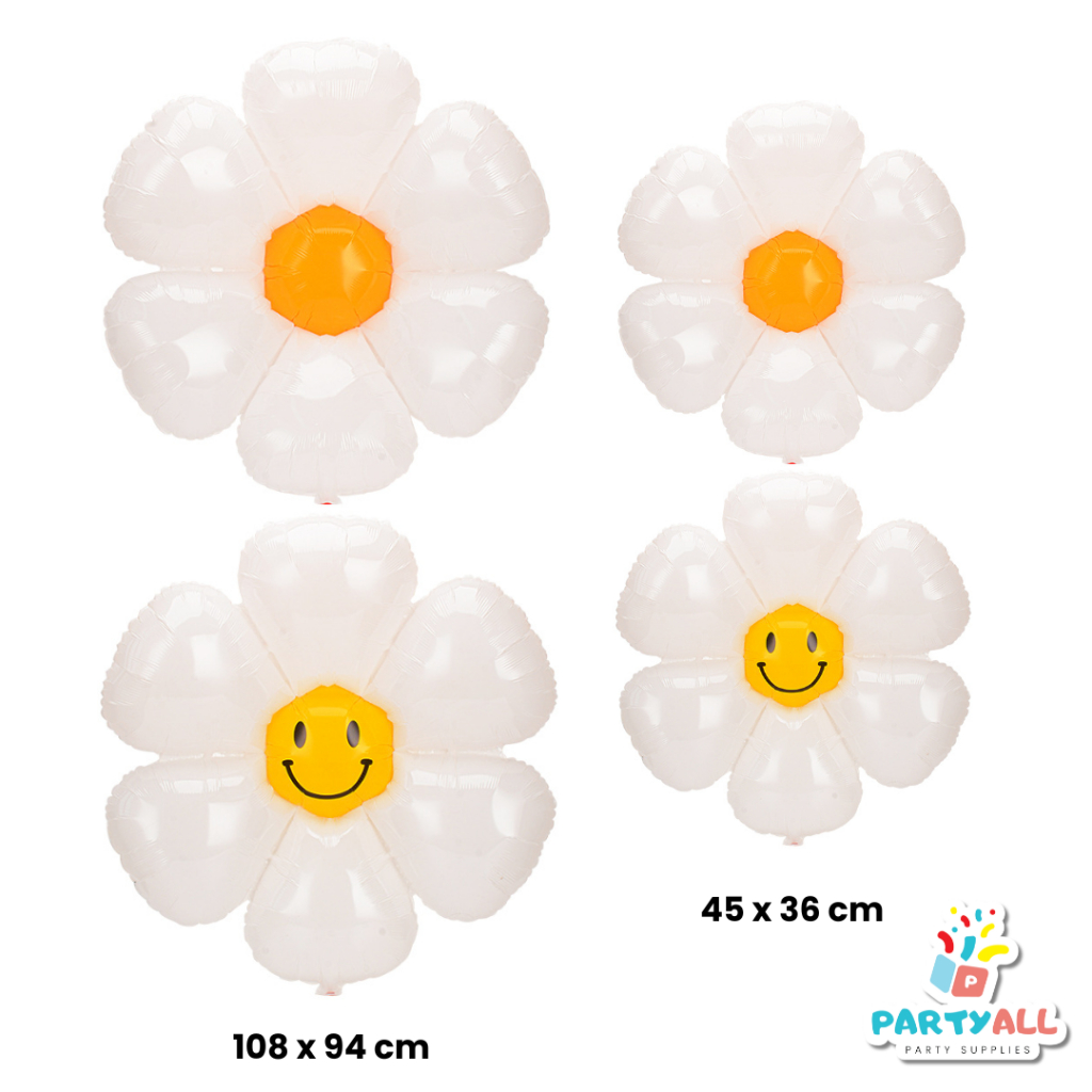 Jual Balon Foil Bunga Daisy Polos & Smile Ukuran Jumbo (108 cm) dan ...