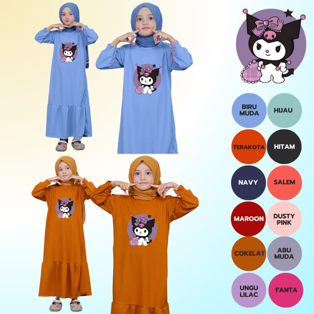 Jual COANDCOW GM050 - Baju Gamis Sablon Gambar Kuromi Sanrioo Saanrio ...