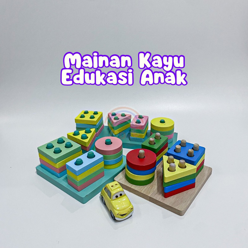 Jual Mainan Edukasi Anak Bentuk Geometri Shape Sorting Wooden Toys ...