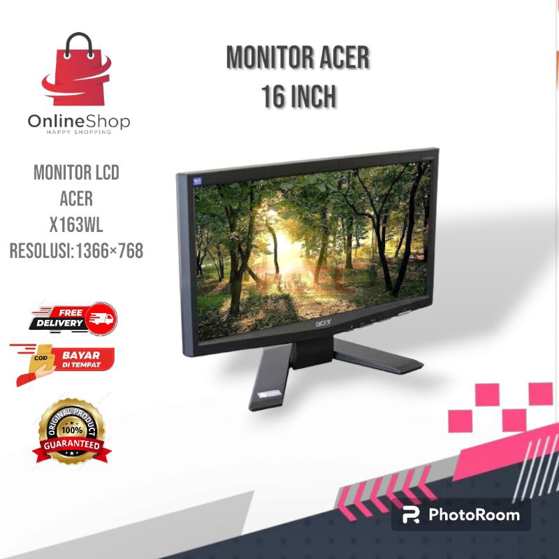 Jual Monitor LCD Acer 16 inch Wide Model x163w Normal Murah like new ...