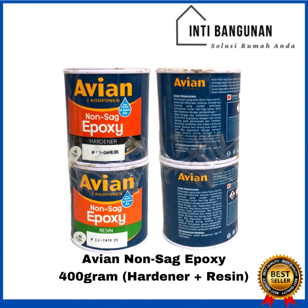 Jual Avian Non-Sag Lem Epoxy 400 gram Hardener + Resin Lem Kapal Lem ...