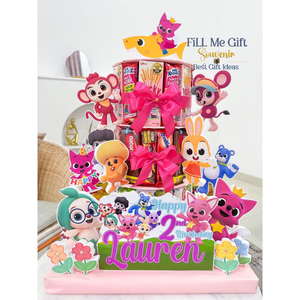 Jual BK - Pinkfong - Snack Tower Cake Tart Birthday / Kado Ulang Tahun ...
