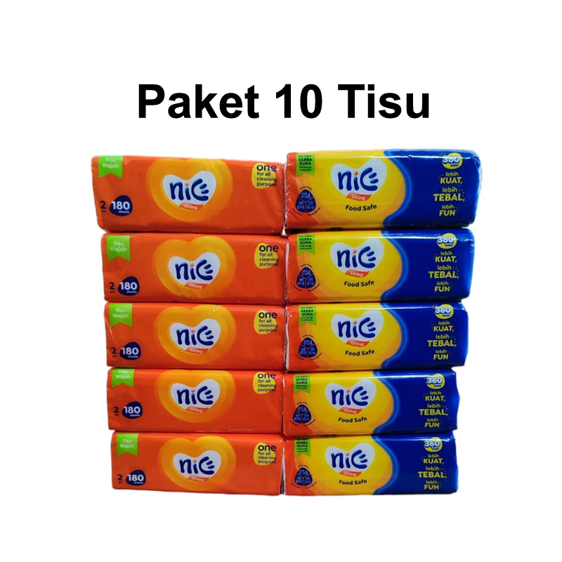 Jual [isi 10] Paket Tisu Nice 180 Sheet Tissue Montiss 185 Facial ...