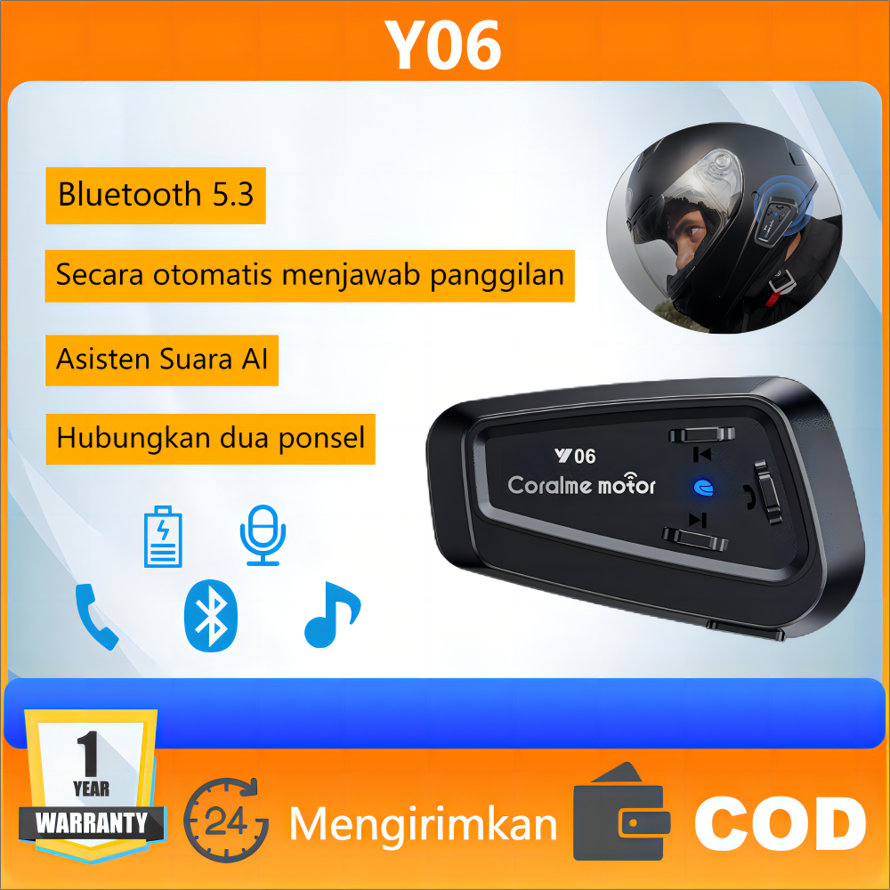 Jual Y06 Intercom Helm Bluetooth 5.3 Helm Sepeda Motor Bluetooth ...
