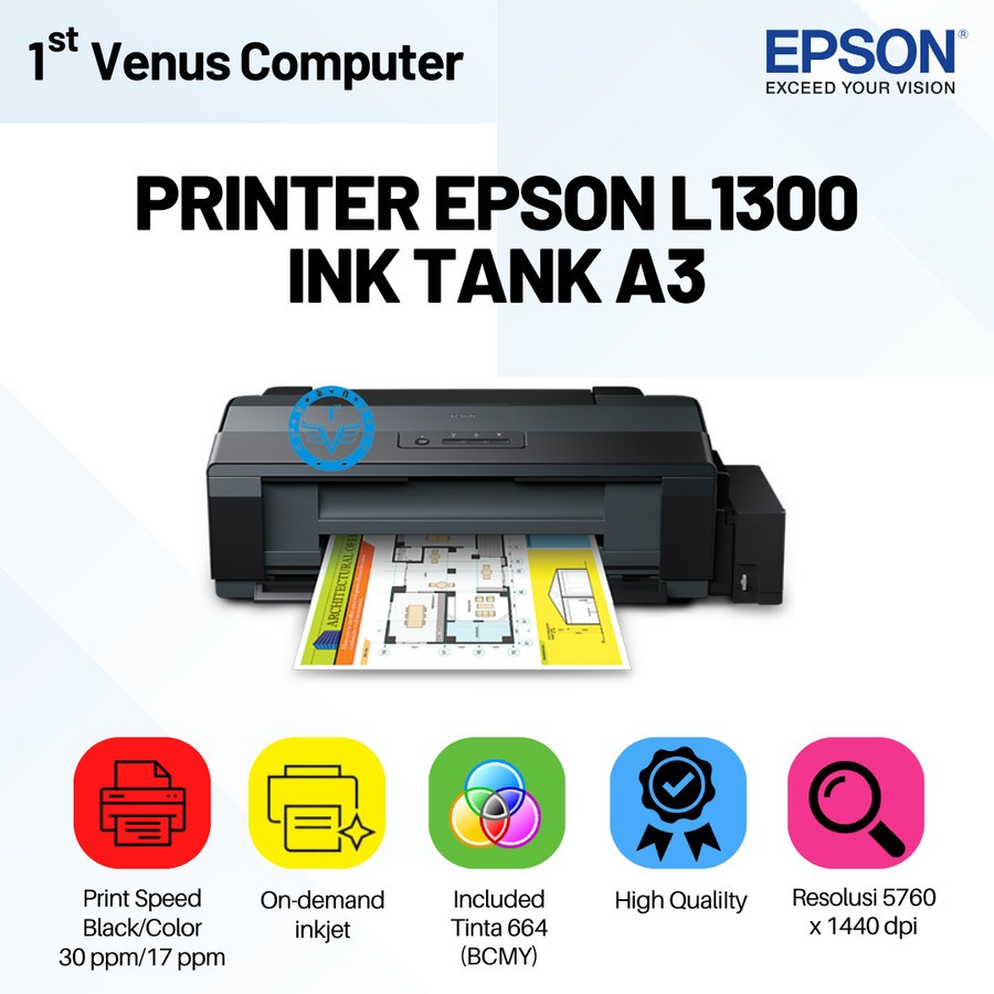 Jual PRINTER EPSON L1300 INK TANK A3+ / PRINTER EPSON A3 L1300 | Shopee ...