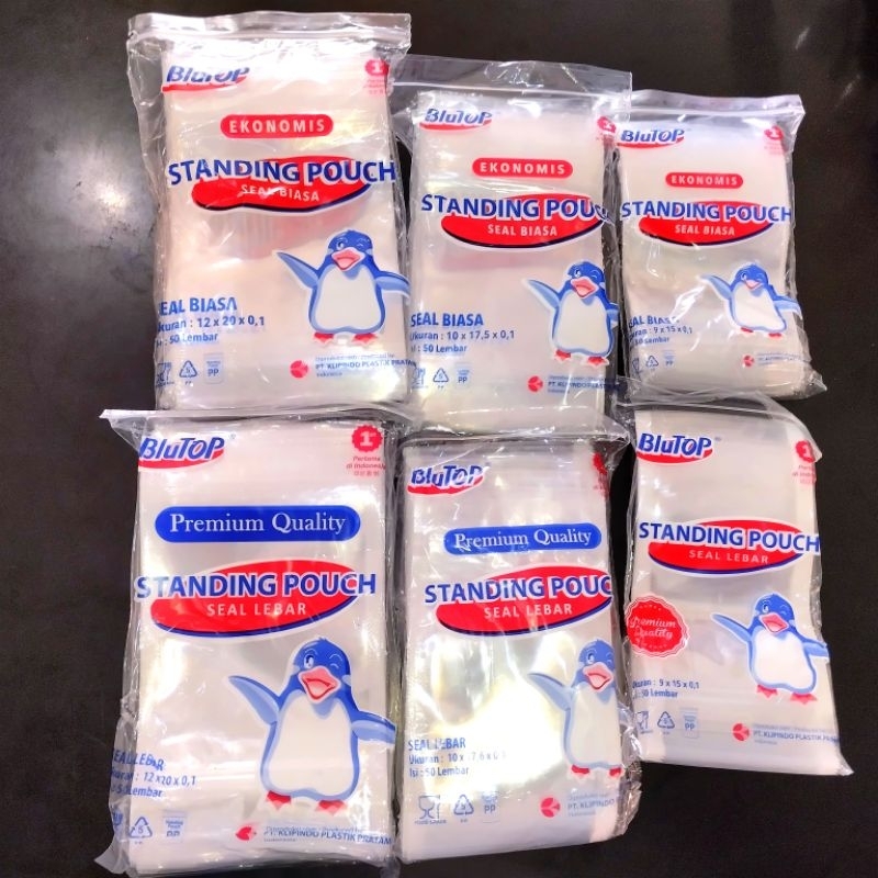 Jual STP/STANDING POUCH BLUTOP kecil dan sedang/plastik cemilan/plastik ...