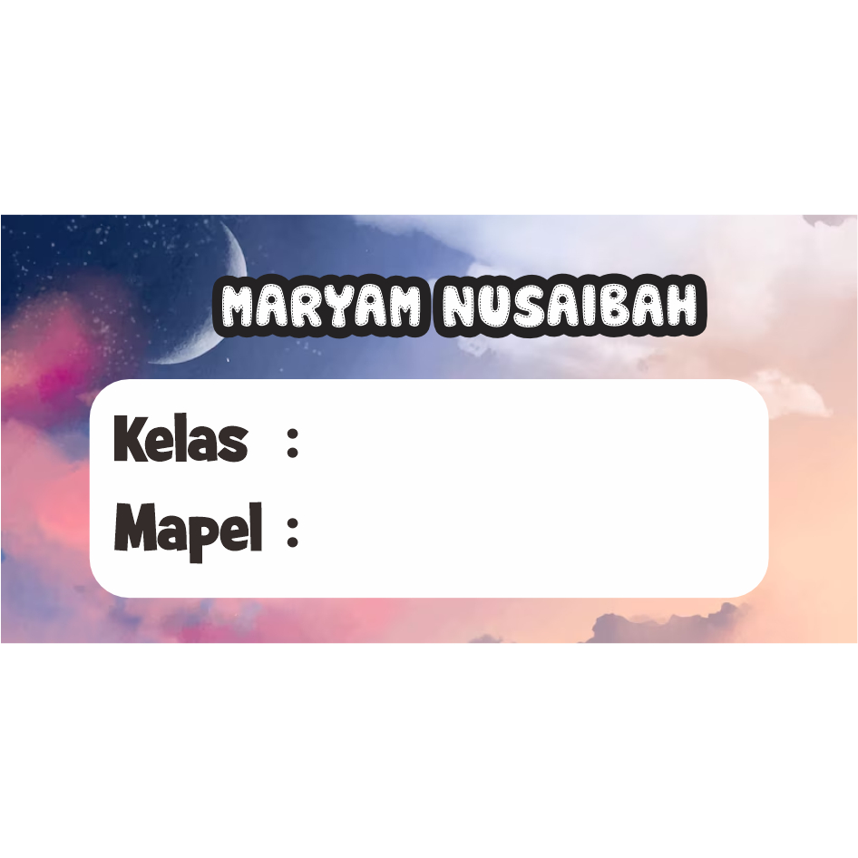 Jual Stiker Mata Pelajaran Stiker Mapel Custom Nama Motif Estetik Label ...