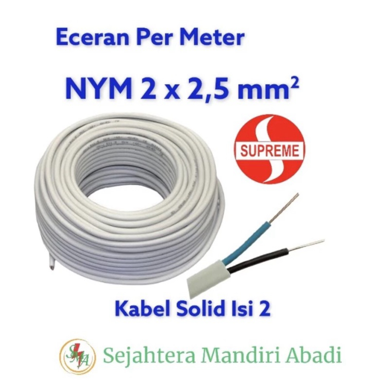 Jual Kabel NYM 2x2,5 mm Supreme Kawat Solid Isi 2 Kulit Putih Per Meter | Shopee Indonesia