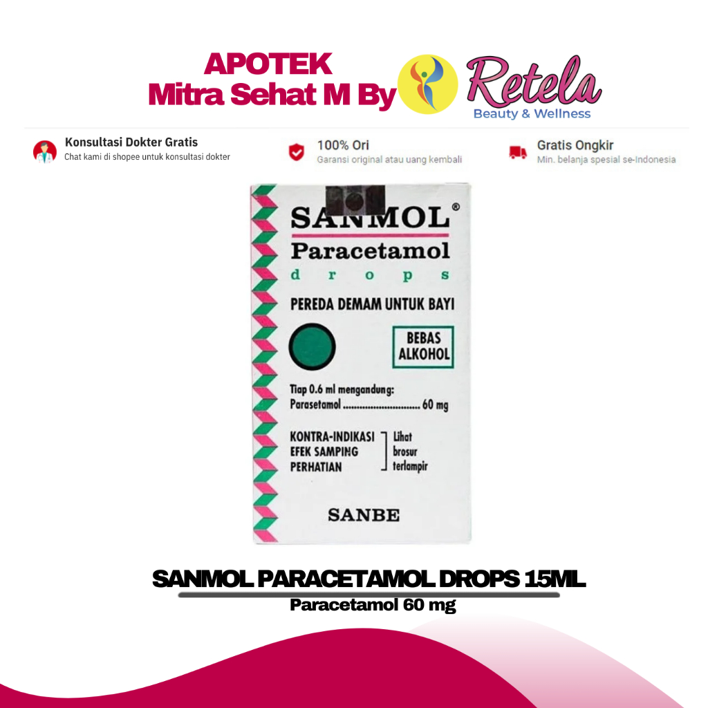 Jual SANMOL PARACETAMOL DROP 15 ML ( PARACETAMOL 120 MG ) / DEMAM ...