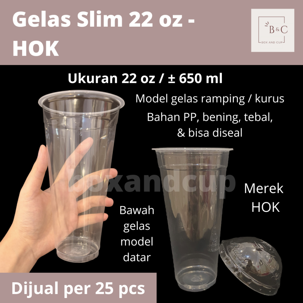 Jual Gelas Plastik Slim Datar Tinggi Bening HOK / S Cup / Gelas Boba ...
