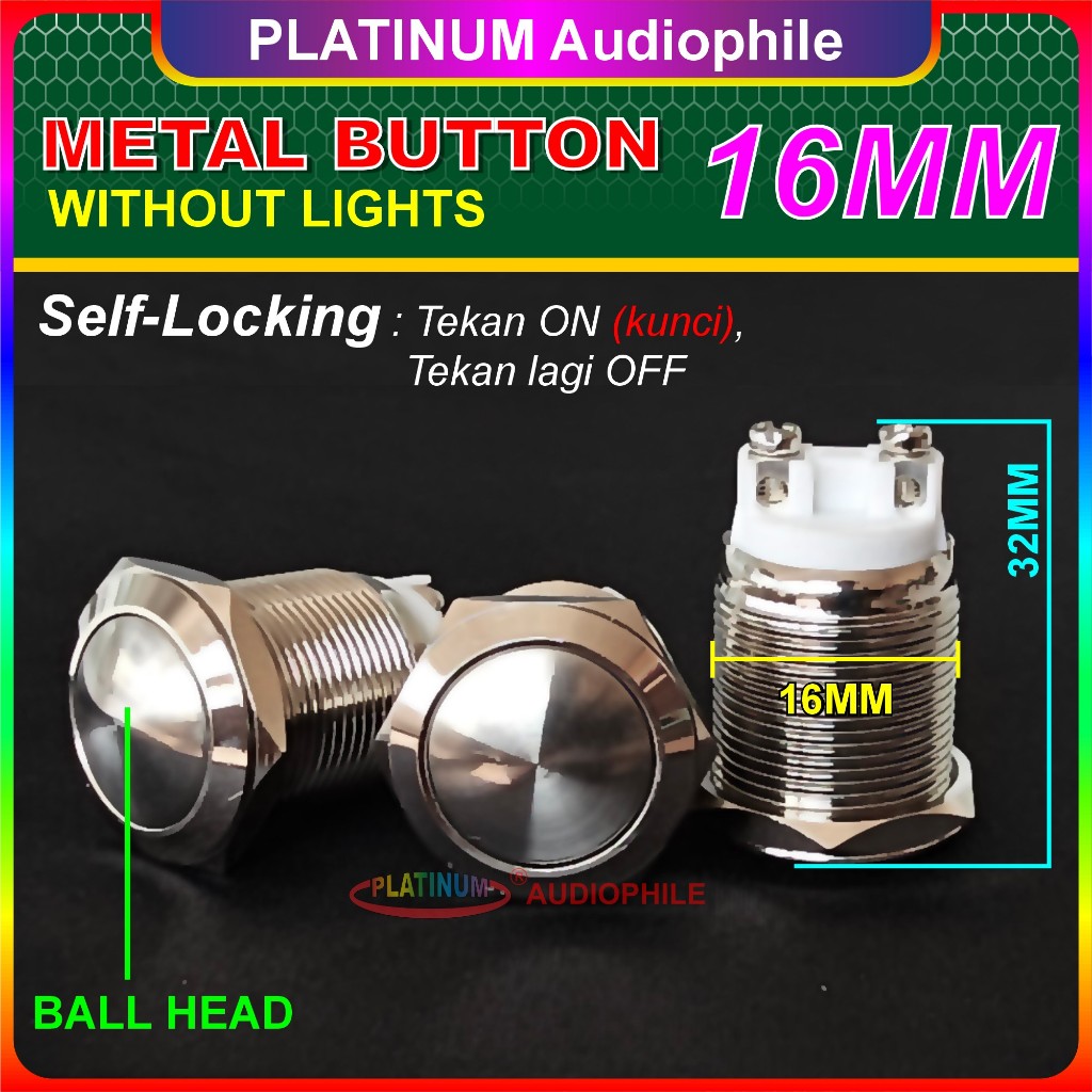 Jual Metal Push Button Switch Saklar On Off Stainless Tanpa Lampu 12MM ...
