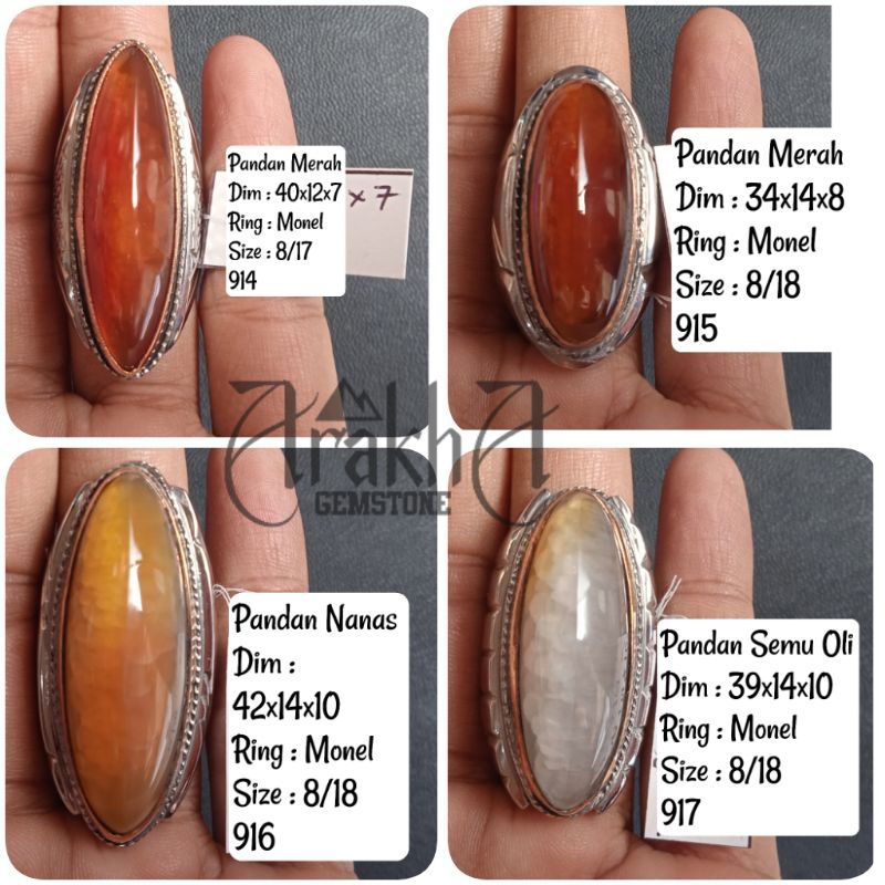 Jual Cincin Batu ukuran 8/17, Batu Pandan MIX, Kode ...