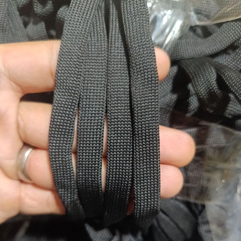 Jual tali hitam pipih murah tali celana pipih poliester meteran ...