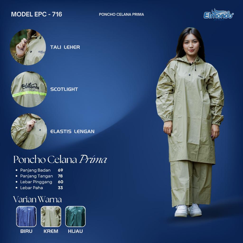 Jual Jas Hujan Dewasa ELMONDO PRIMA 716 Setelan Ponco / Poncho Lengan + Celana | Shopee Indonesia