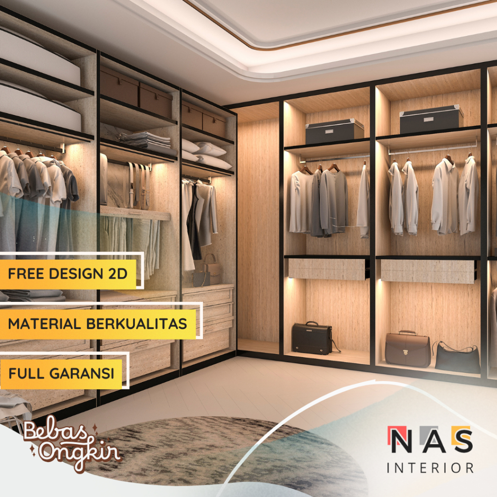Jual Custom Lemari Wardrobe HPL Full Dinding Lemari geser 4 Pintu ...