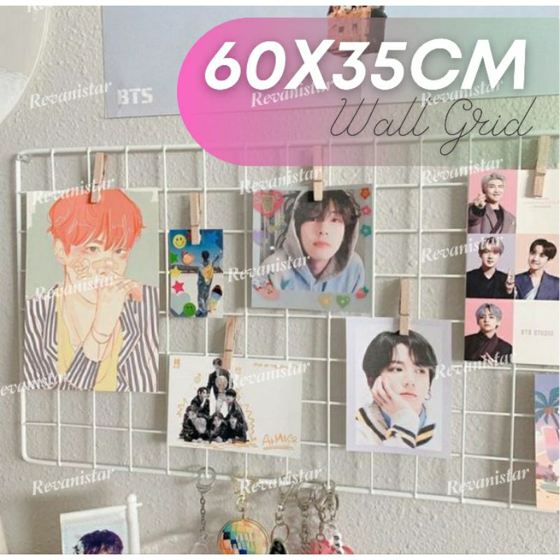 Jual Wire grid wall Ukuran 60x35cm kawat ram untuk pajangan dan hiasan dinding poto polaroid ...