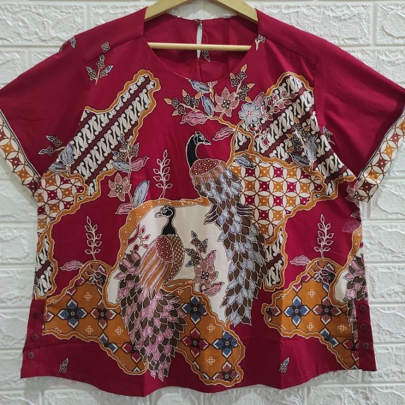 Jual Blouse Batik Wanita Big Size Atasan Batik Kerja Xl Xxl Xxxl 5l