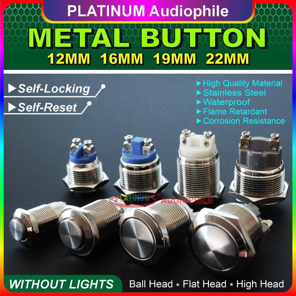 Jual Metal Push Button Switch Saklar On Off Stainless Tanpa Lampu 12MM ...