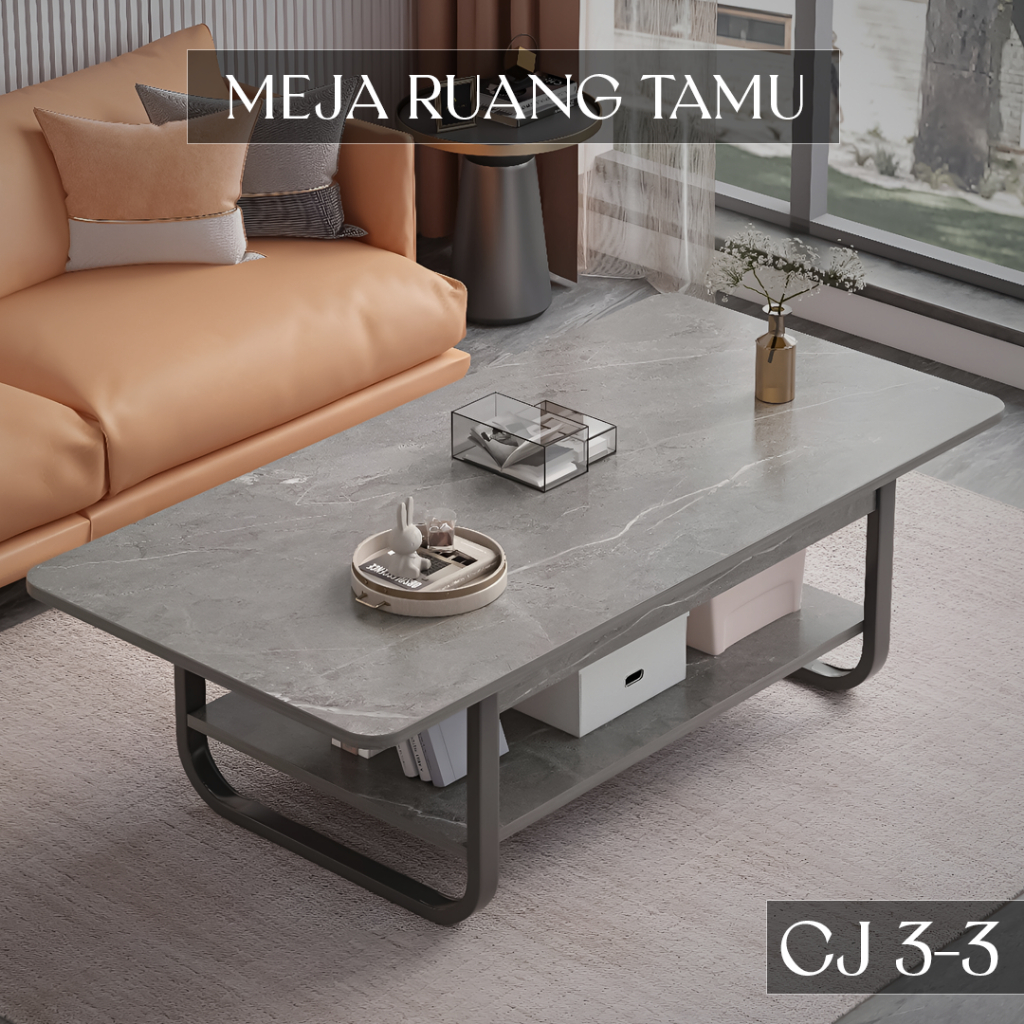 Jual Meja Ruang Tamu Minimalis Modern Motif Marmer Meja TV 2 Tingkat ...