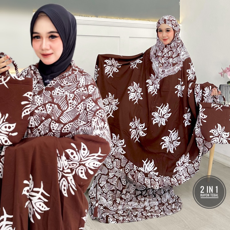 Jual Mukena batik cap warna 2in1 (JUMBO) dewasa mukena jumbo rayon adem ...