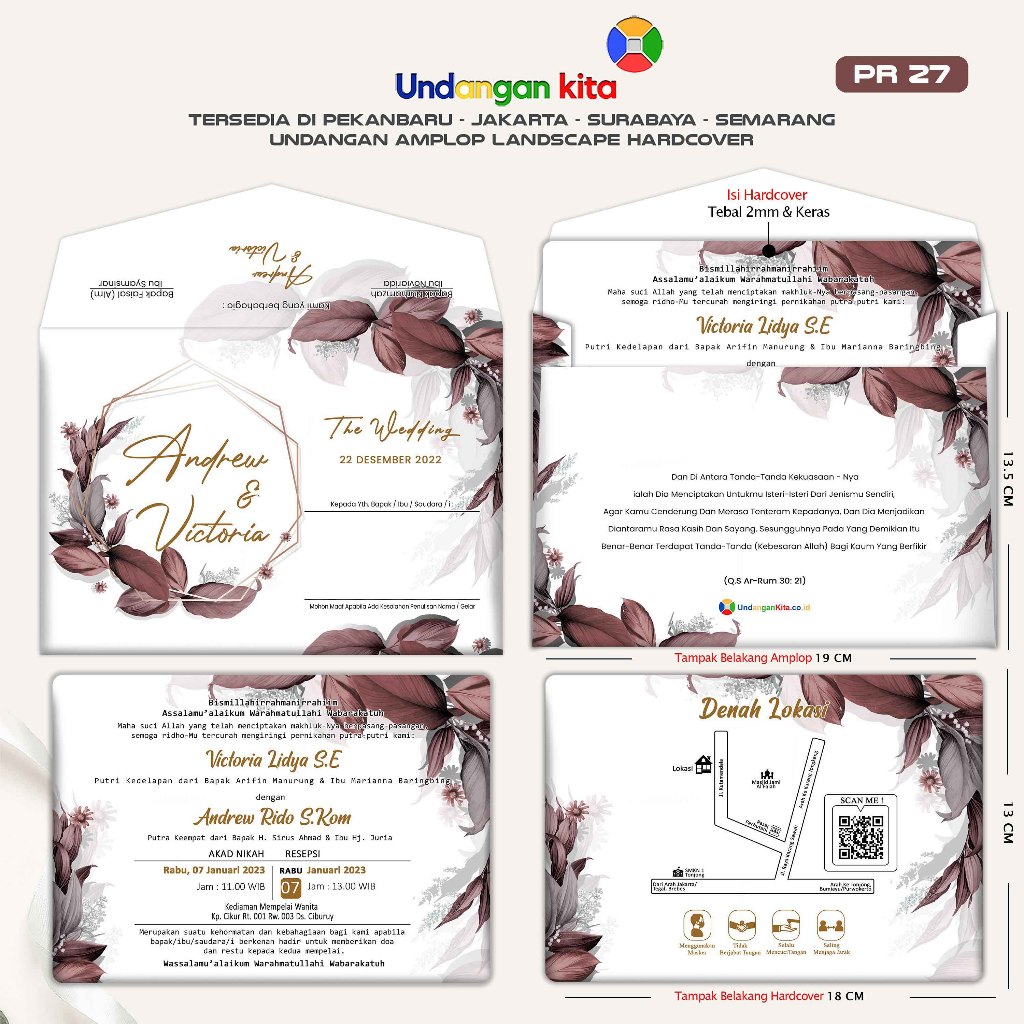 Jual Undangan Pernikahan Amplop Hardcover Landscape Premium Undangan ...