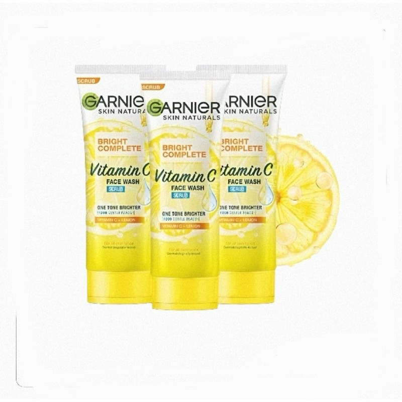 Jual GARNIER LIGHT COMPLETE BRIGHTENING FOAM & SCRUB 100ML & 50 ML ...