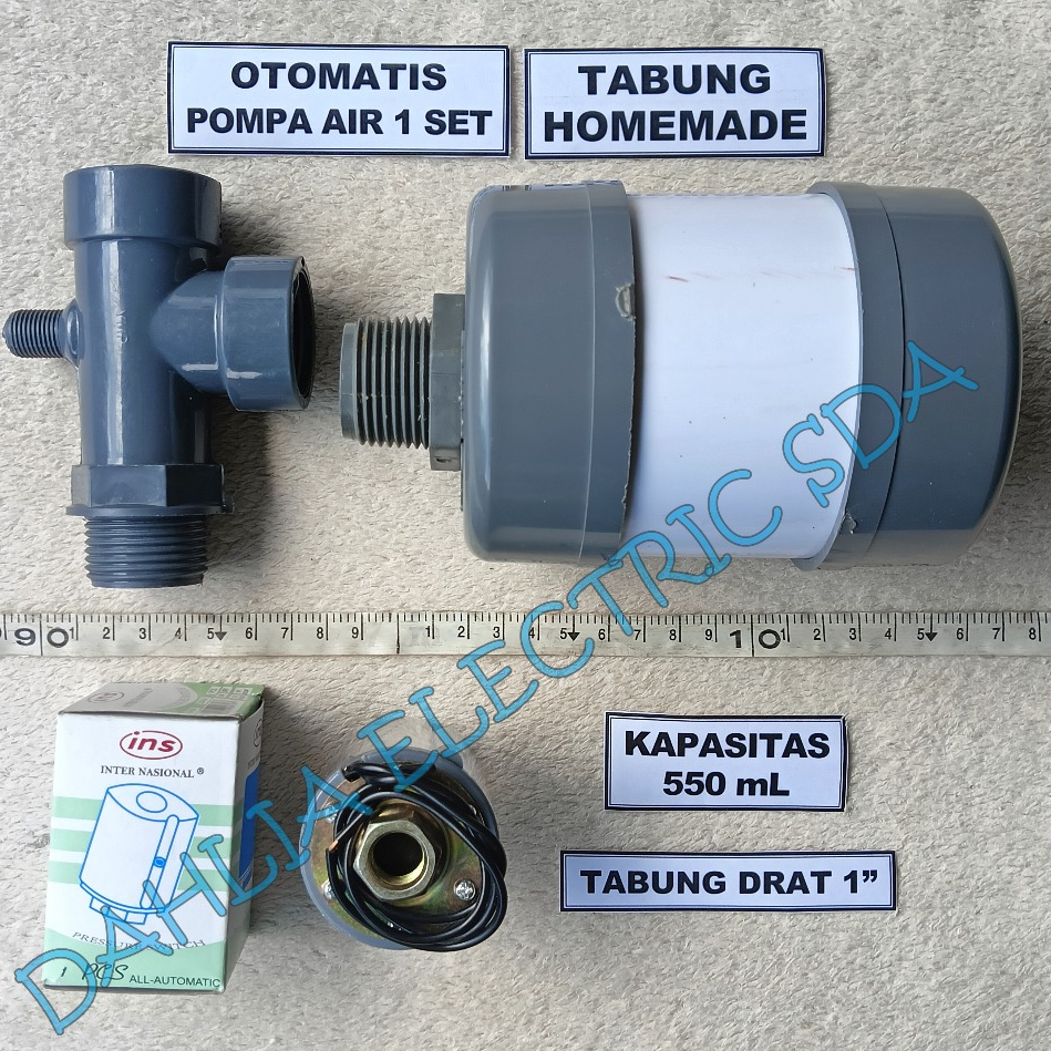 Jual OTOMATIS POMPA AIR 1 SET TABUNG HOME MADE DRAT 1 INCH 0,5 LITER ...
